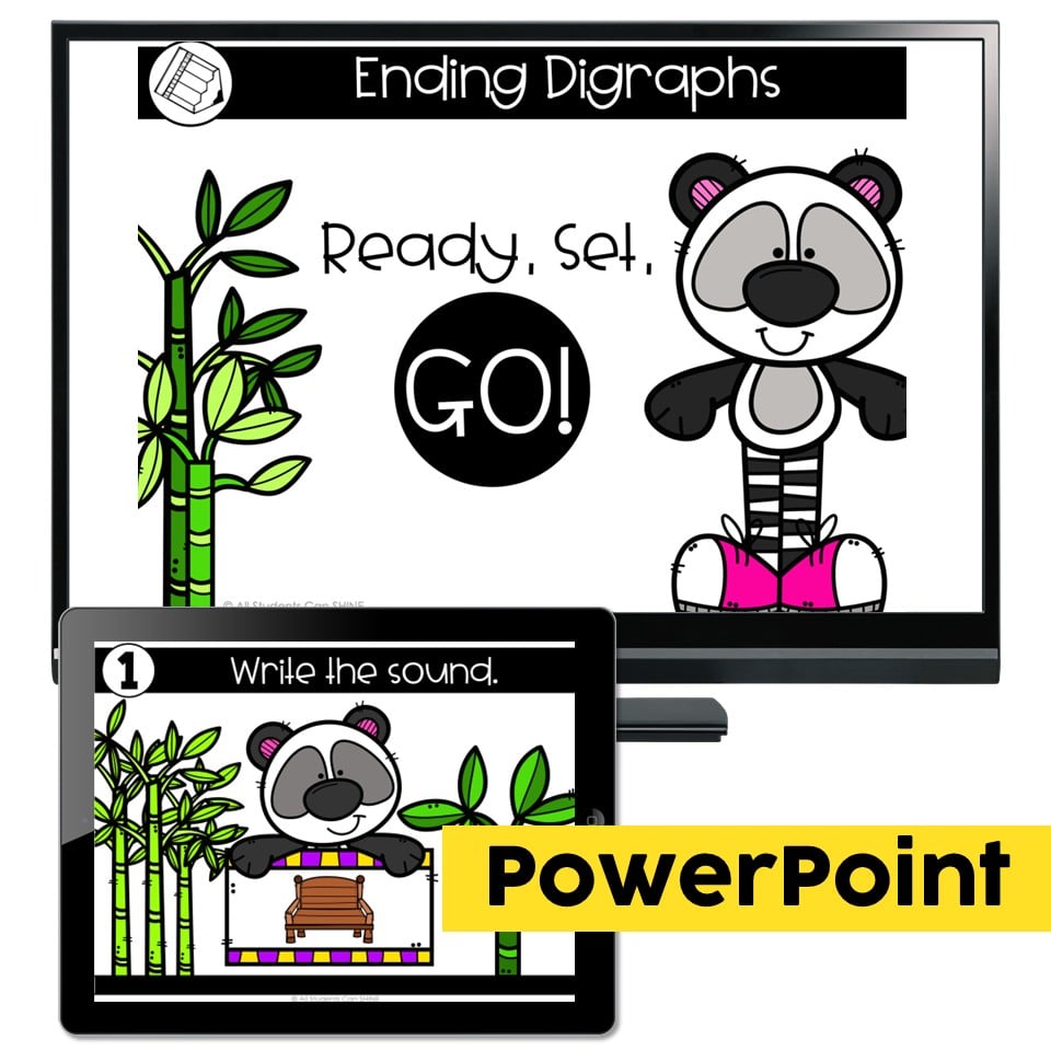 Digital Flash Phonics - Ending Digraphs Words - Lucky Little Learners