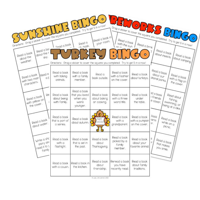 Monthly Reading Bingo - Digital Version - Lucky Little Learners