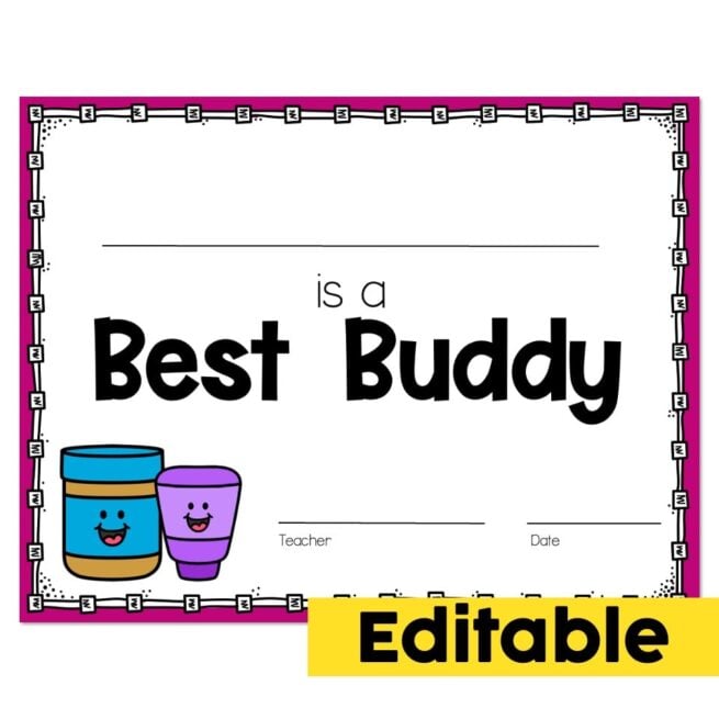 Editable End of Year Awards - Best Buddy - Lucky Little Learners