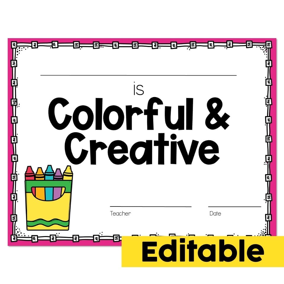 Editable End of Year Awards - Colorful & Creative - Lucky Little Learners