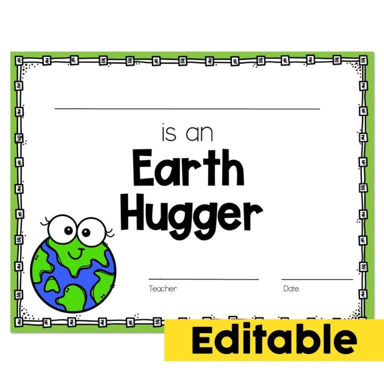 Editable End of Year Awards - Earth Hugger - Lucky Little Learners