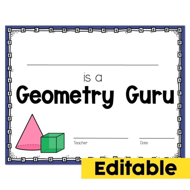 Editable End of Year Awards - Geometry Guru - Lucky Little Learners