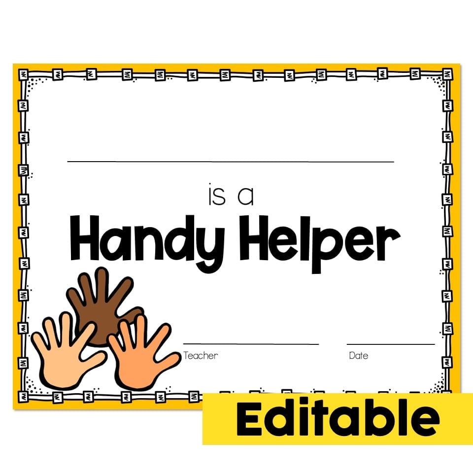 Editable End of Year Awards - Handy Helper - Lucky Little Learners