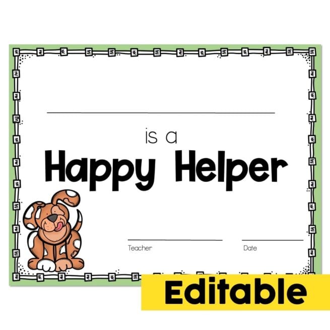 Editable End of Year Awards - Happy Helper - Lucky Little Learners