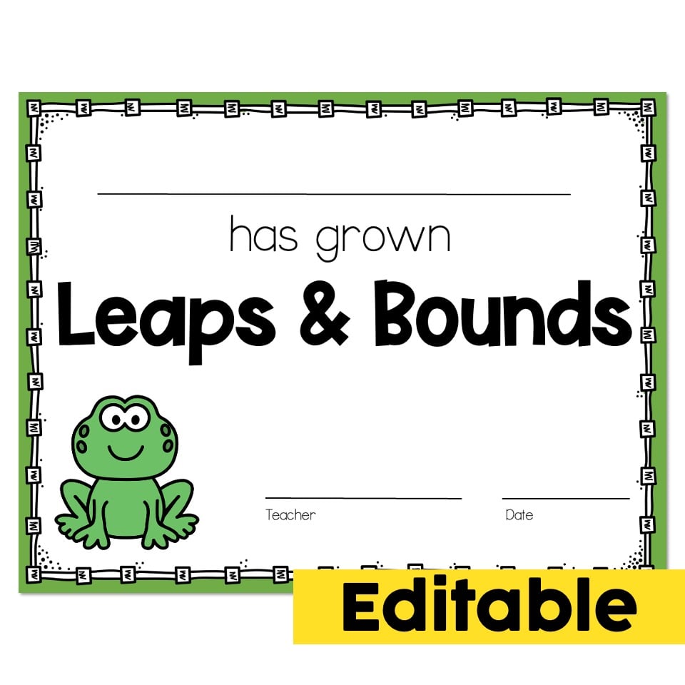 Editable End of Year Awards - Grown Leaps and Bounds - Lucky Little ...