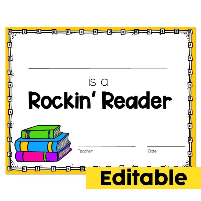 Editable End of Year Awards - Rockin' Reader - Lucky Little Learners