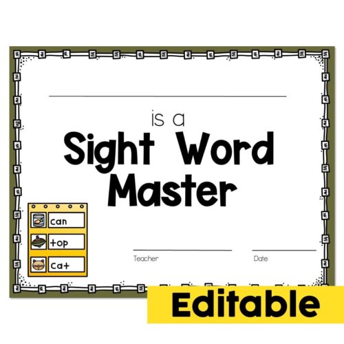 Editable End of Year Awards - Sight Word Master - Lucky Little Learners
