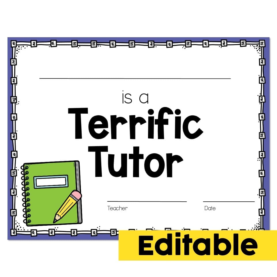 Editable End of Year Awards - Terrific Tutor - Lucky Little Learners