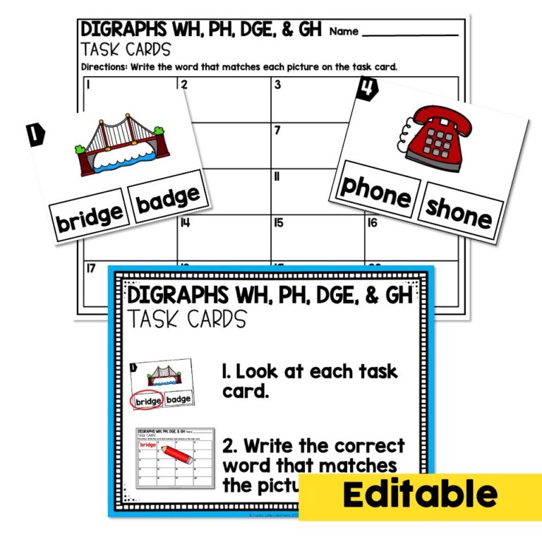Editable - Lucky to Learn Phonics - Digraphs WH PH DGE GH - 2nd Grade ...