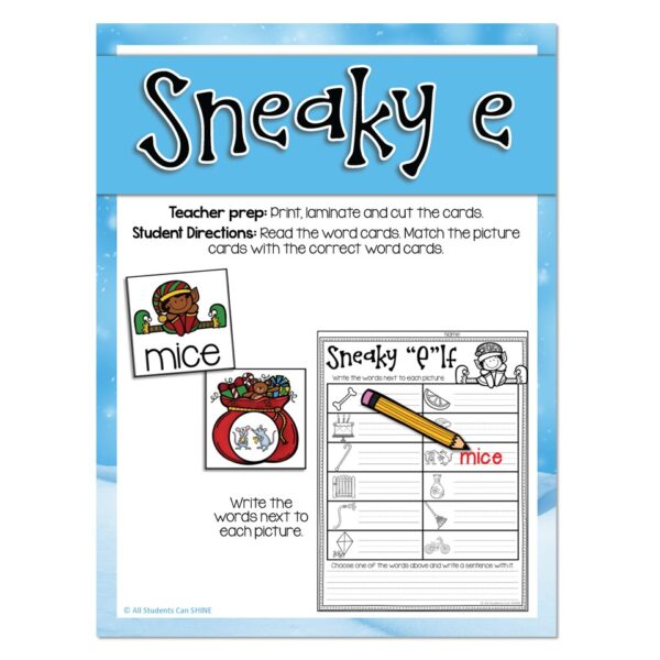Elf Centers - Literacy - Sneaky E - Lucky Little Learners
