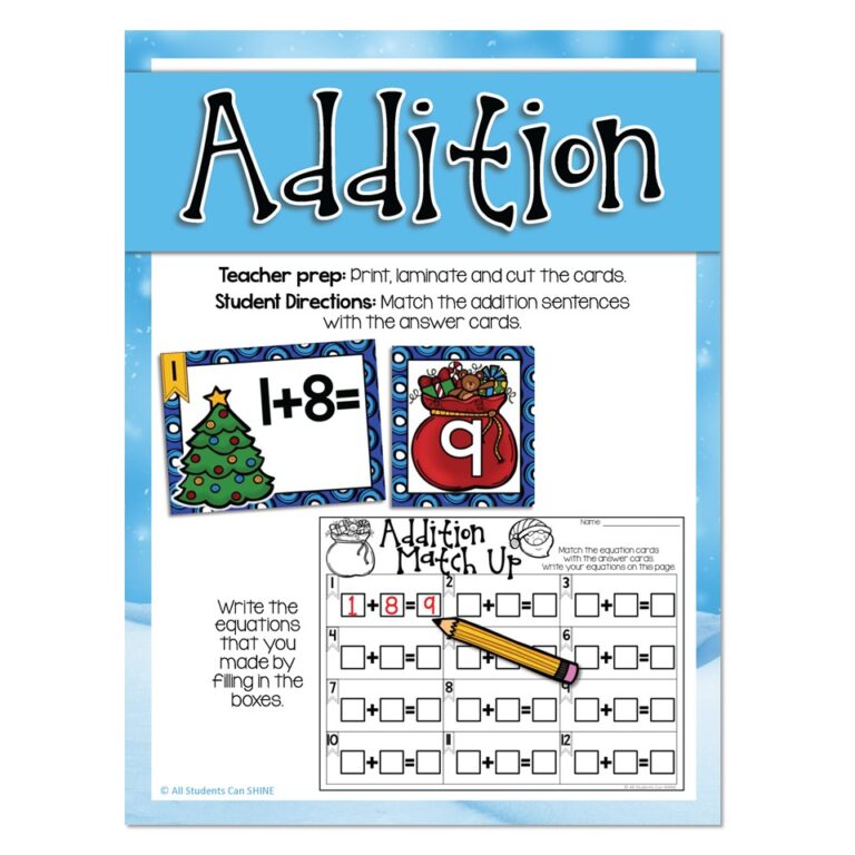 Elf Centers - Math - Addition - Lucky Little Learners
