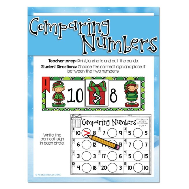 Elf Centers - Math - Comparing Numbers - Lucky Little Learners