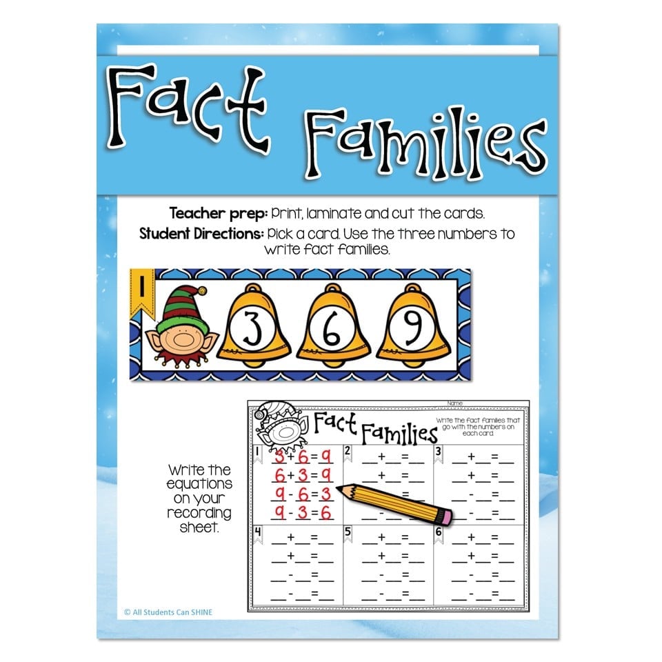 Elf Centers - Math - Fact Families - Lucky Little Learners