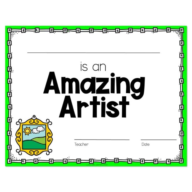 End of Year Awards - Amazing Artist - Lucky Little Learners