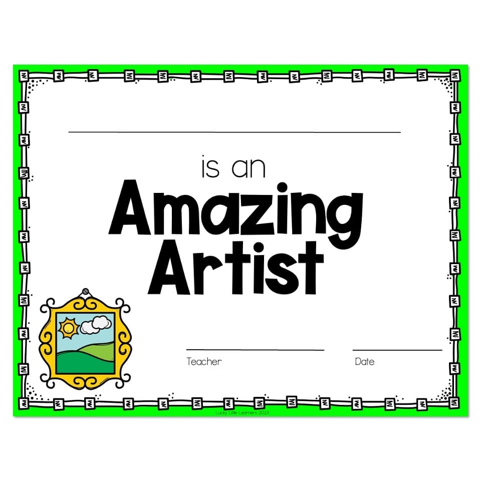 End of Year Awards - Amazing Artist - Lucky Little Learners