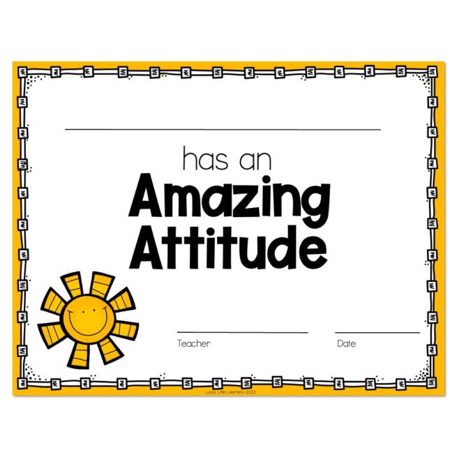 End of Year Awards - Amazing Attitude - Lucky Little Learners