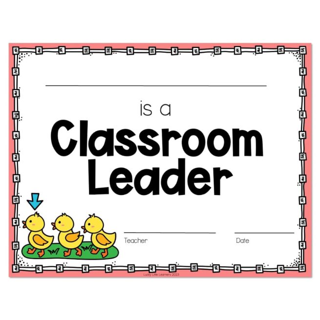 End of Year Awards - Classroom Leader - Lucky Little Learners