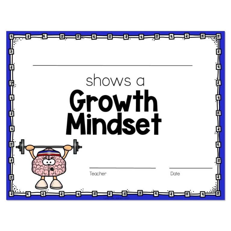 End of Year Awards - Growth Mindset - Lucky Little Learners
