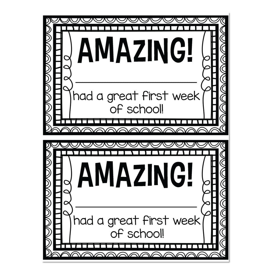 First Week Back to School - Certificate - Lucky Little Learners