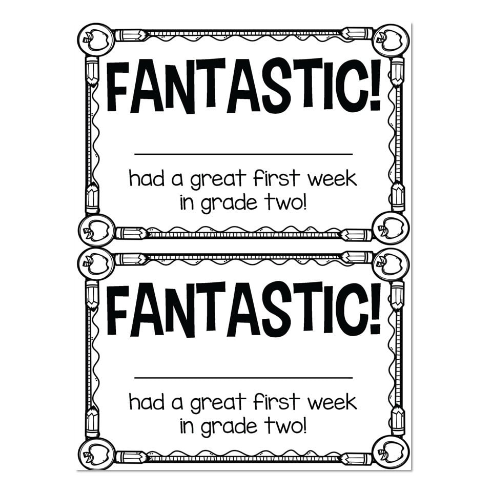 First Week Back to School - Grade Two Certificate - Lucky Little Learners