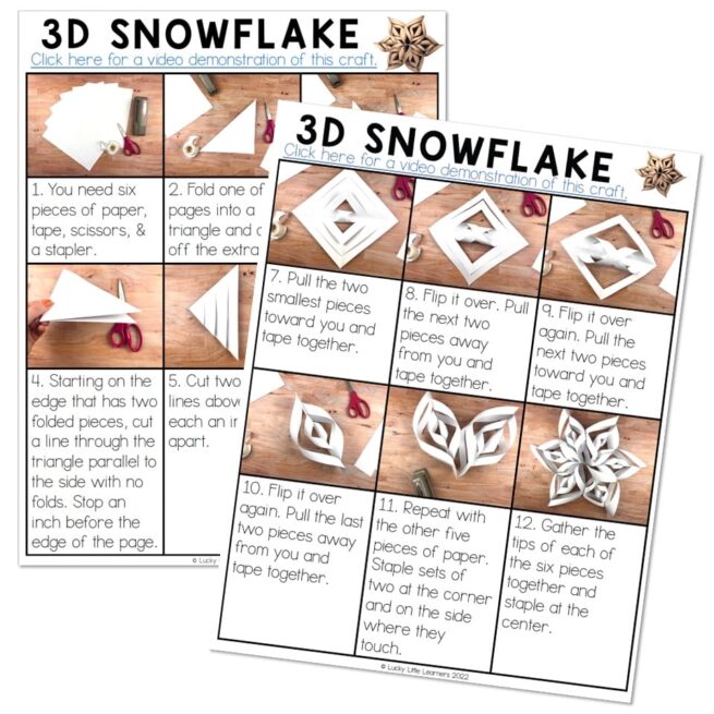How to Make a 3D Snowflake - Lucky Little Learners