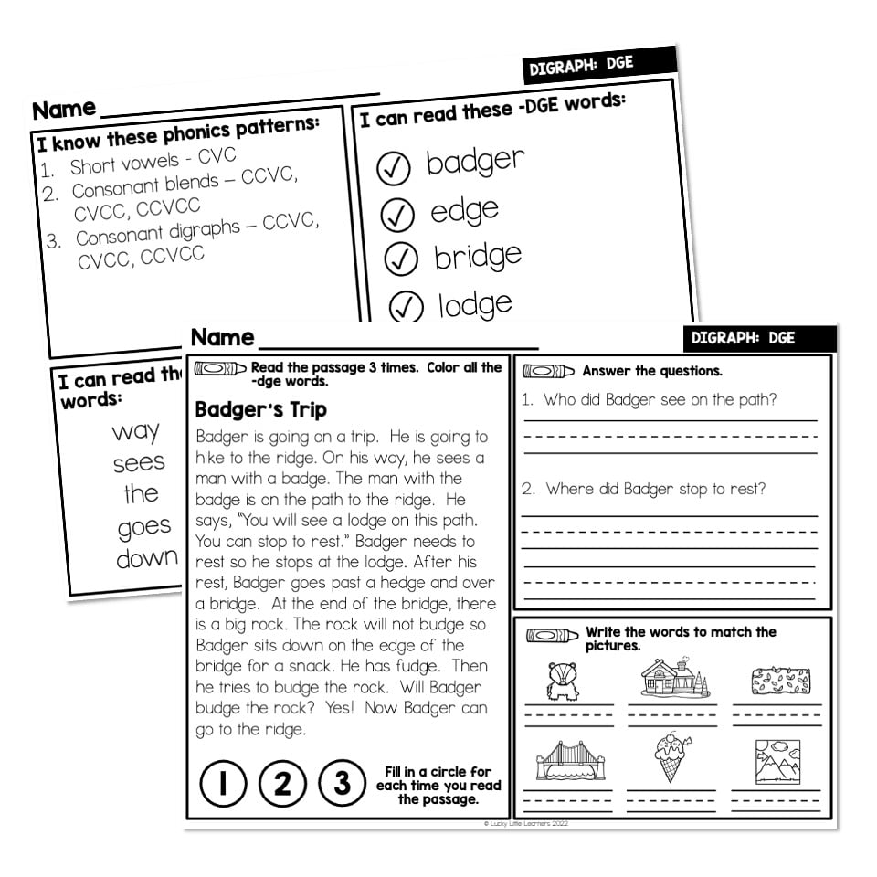 Lucky to Learn Phonics - Digraphs DGE - 2nd Grade Decodable Phonics ...