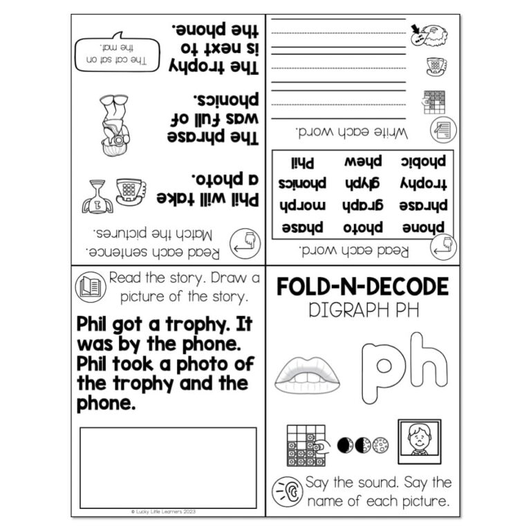 Lucky to Learn Phonics - Digraphs PH - Fold-N-Decode - Lucky Little ...