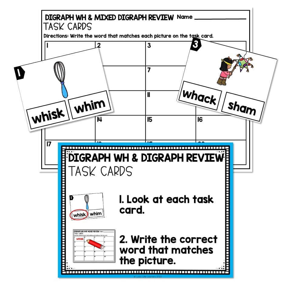 Lucky to Learn Phonics - Digraphs WH - 1st Grade Phonics Center - Task ...