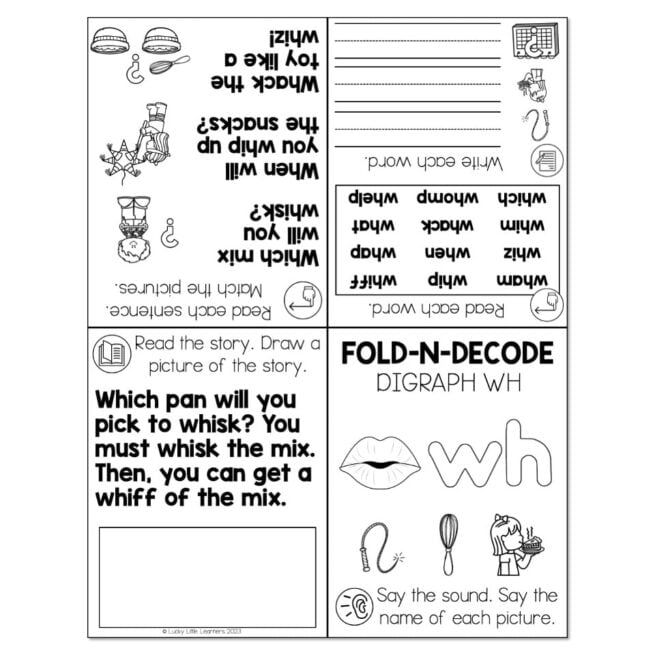 Lucky to Learn Phonics - Digraphs WH - Fold-N-Decode - Lucky Little ...