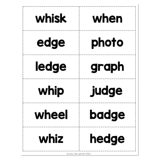 Lucky to Learn Phonics - Digraphs WH PH GH DGE - Word Cards - Lucky ...