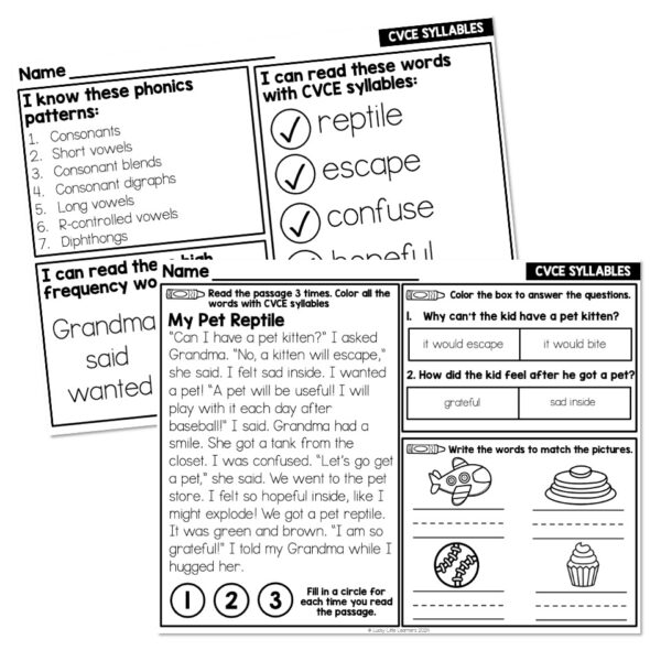 Lucky to Learn Phonics - Syllables - Silent E Syllables - 1st Grade ...