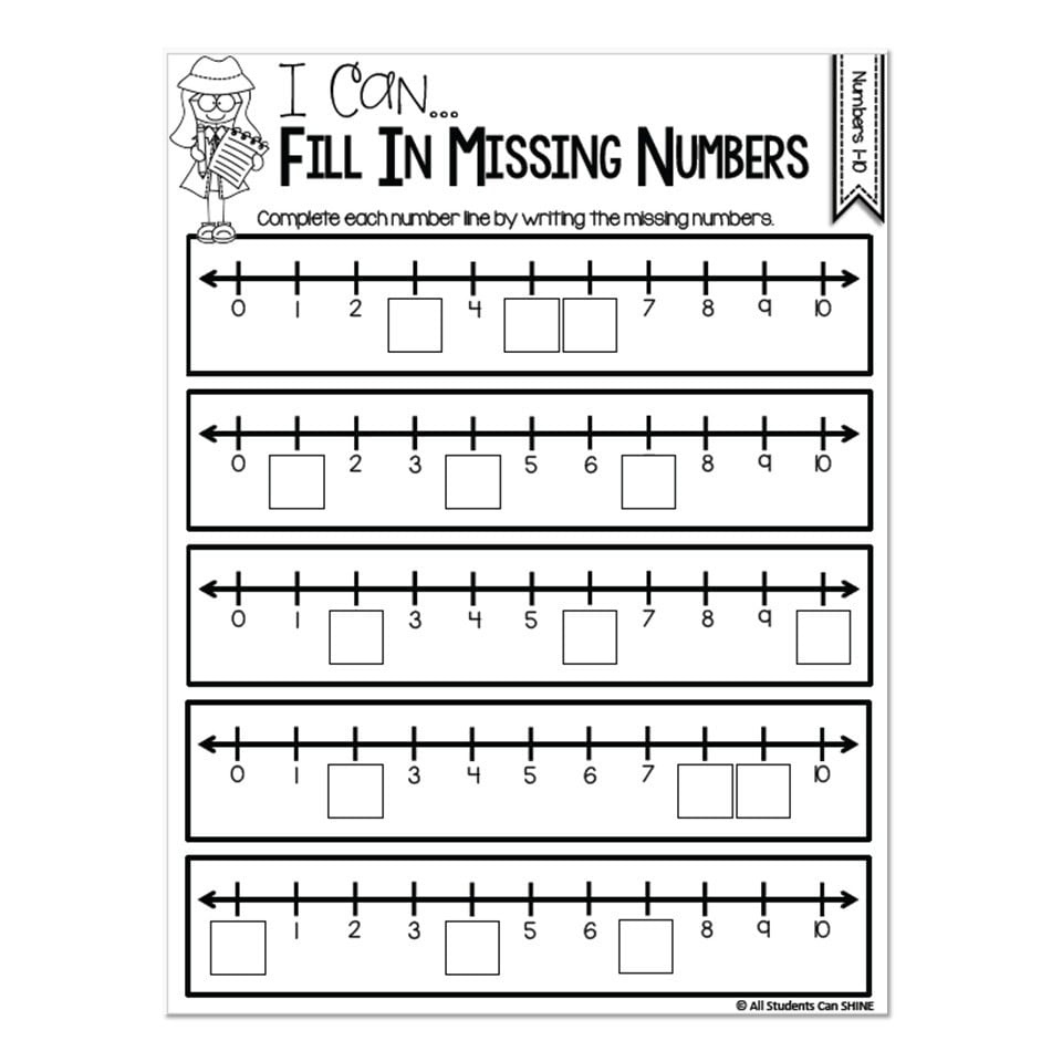 Math Intervention - I Can Fill In Missing Numbers Number Line - Lucky ...