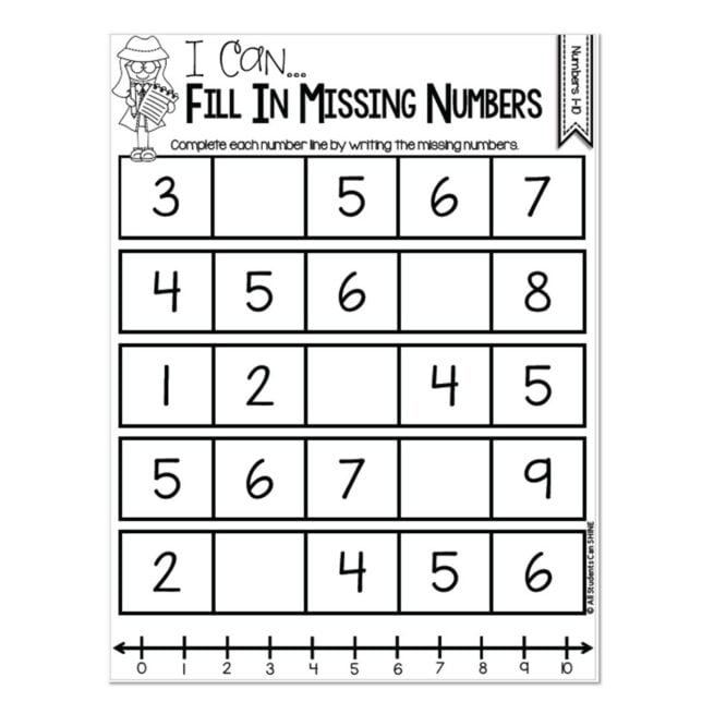 Math Intervention - I Can Fill In Missing Numbers - Lucky Little Learners
