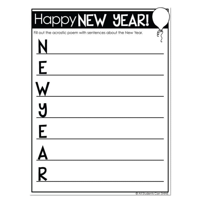 New Years Craftivity - Acrostic Poem - Lucky Little Learners