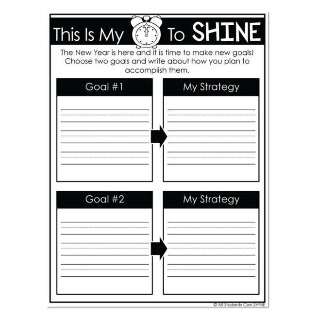 New Years Craftivity - Goal Writing - This is My Time to Shine - Lucky ...