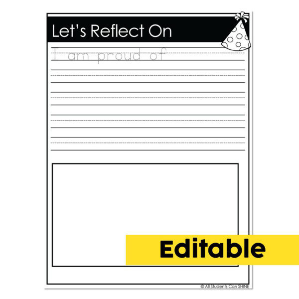 New Years Craftivity - Writing Prompt - Editable Year Reflection ...