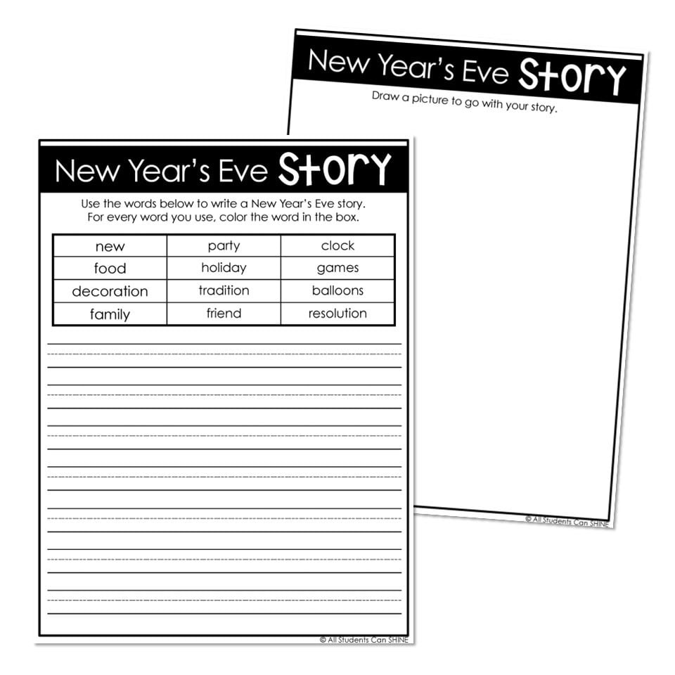 New Years Craftivity - Writing Prompt - New Year's Eve Story - Lucky ...
