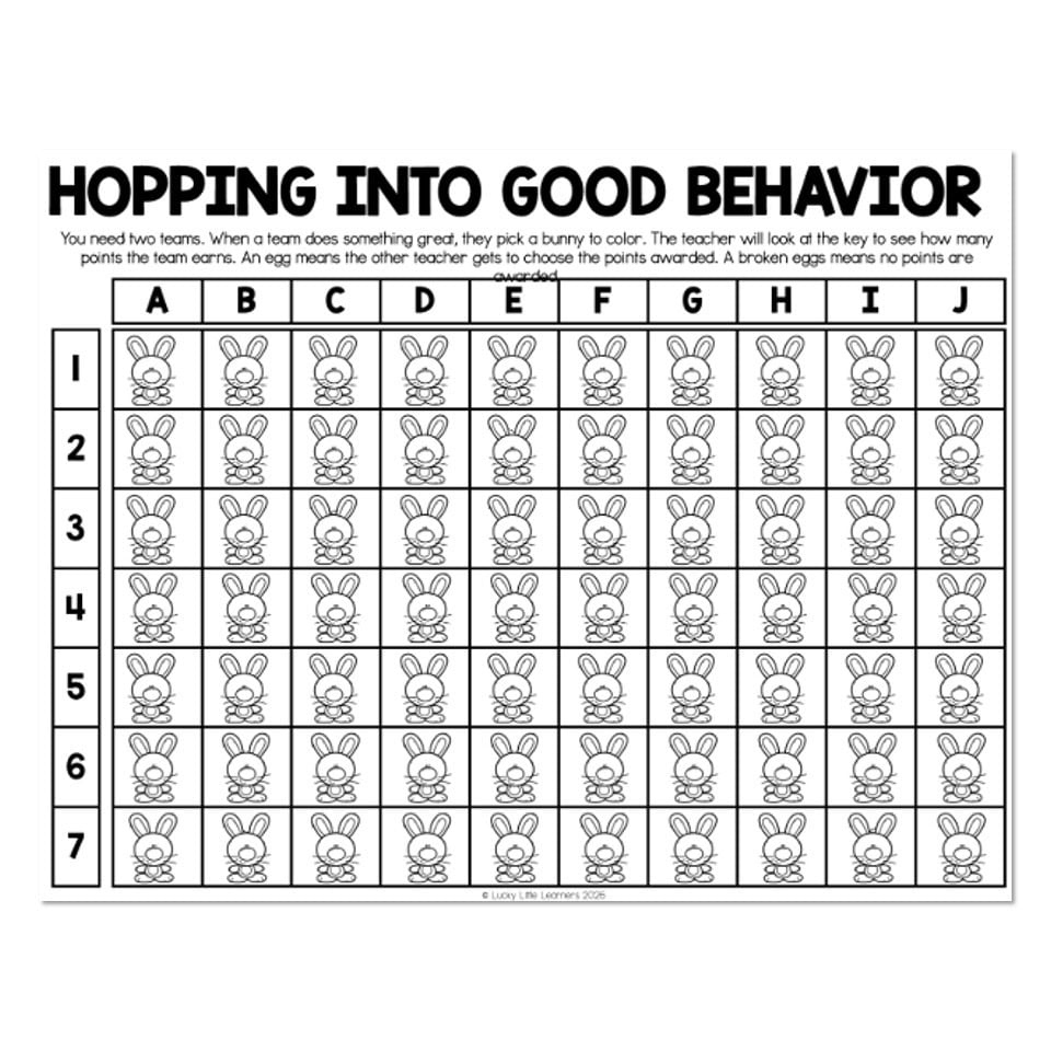 Printable Easter Behavior Board - Hopping Into Good Behavior - Lucky ...