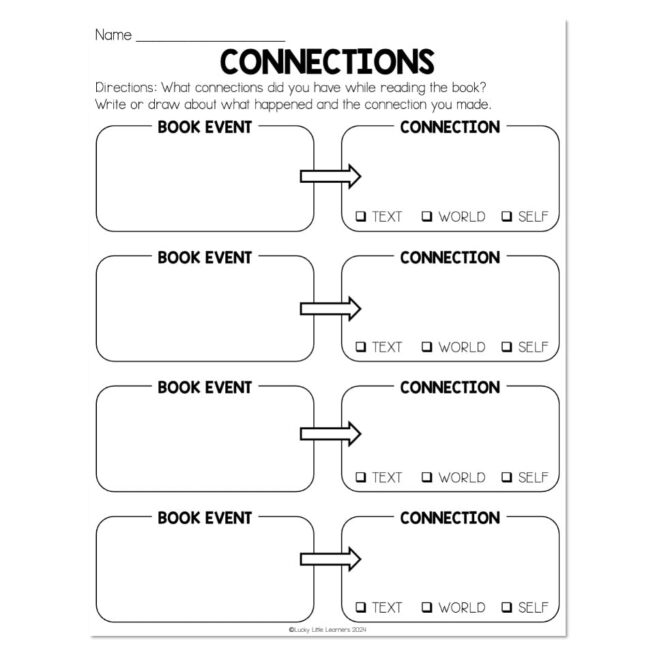 Read Aloud Chapter Book Companion - Graphic Organizer - Connections ...