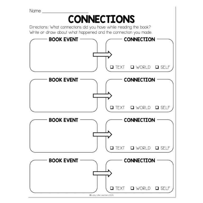 Read Aloud Chapter Book Companion - Graphic Organizer - Connections ...
