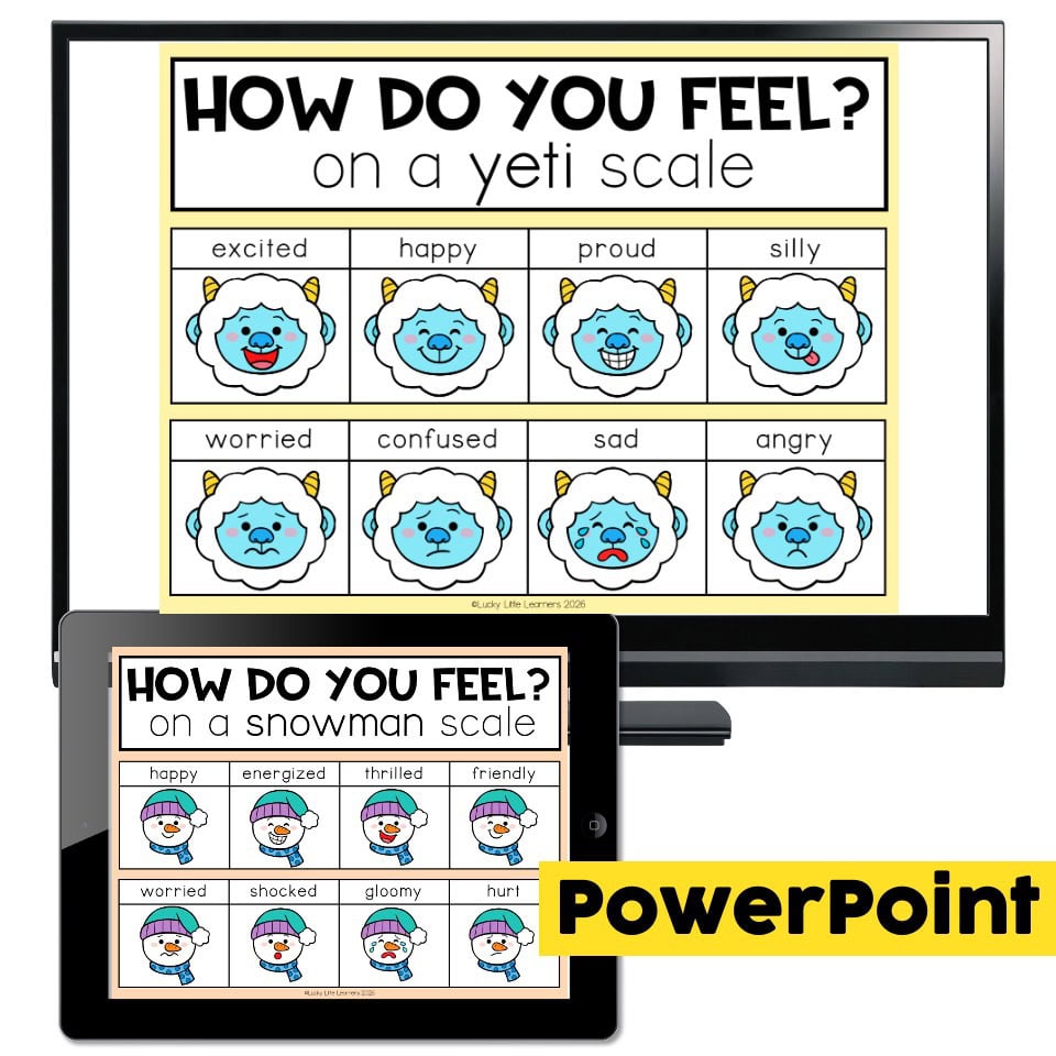 SEL Mood Feelings Check in Slides - Winter Scales - PowerPoint - Lucky ...