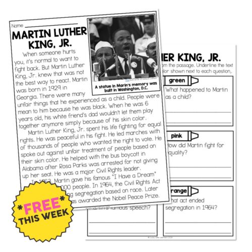 Sample Nonfiction Reading Passage - Biography - Martin Luther King, Jr ...