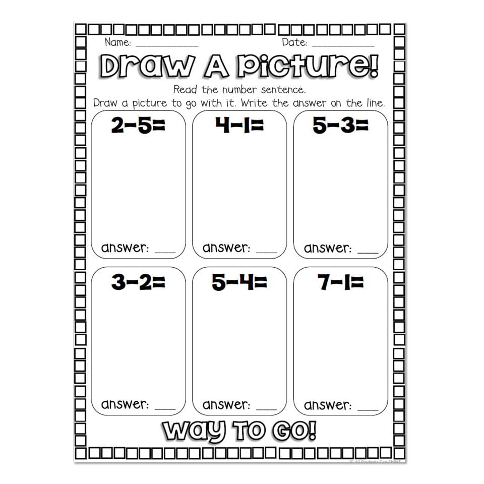 Subtraction No Prep - Draw a Picture - Lucky Little Learners