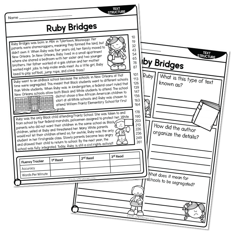 2nd Grade Nonfiction Text Structures Reading Passage - Ruby Bridges ...