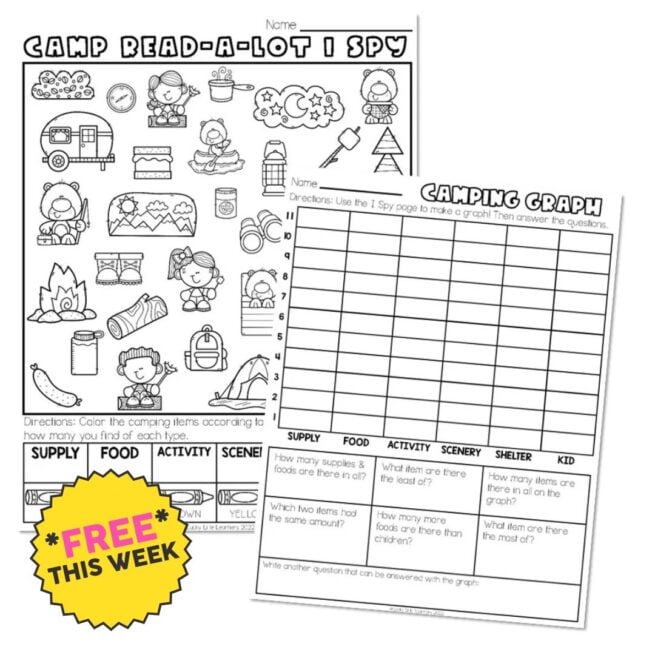 Camp Read a Lot - Sample I Spy and Graphing - Lucky Little Learners