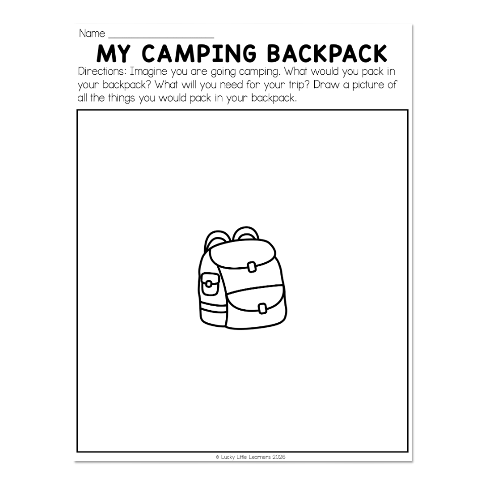 Camp Read a Lot - Writing Prompt - My Camping Backpack - Lucky Little ...