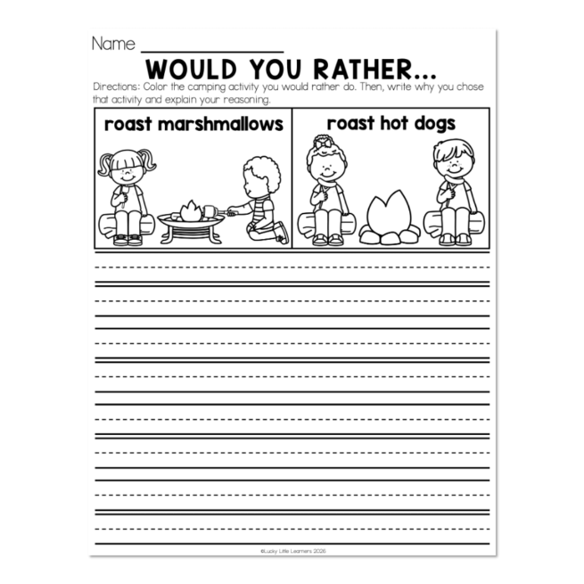 Camp Read a Lot - Writing Prompt - Would You Rather - Roast ...