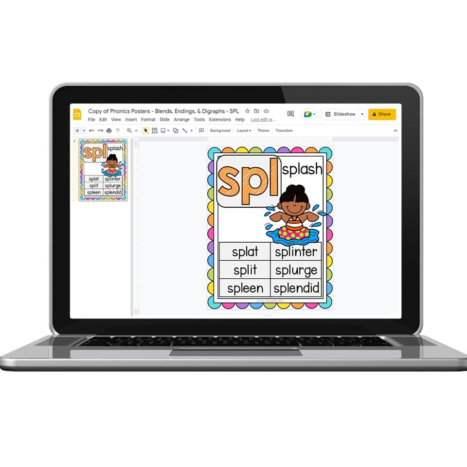 Digital Phonics Posters - Blends - SPL - Lucky Little Learners