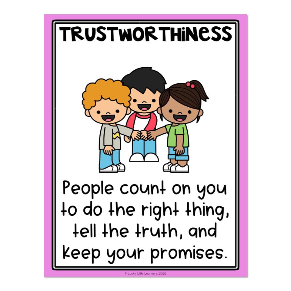 Emotional Learning - Character Posters - Trustworthiness - Lucky Little ...