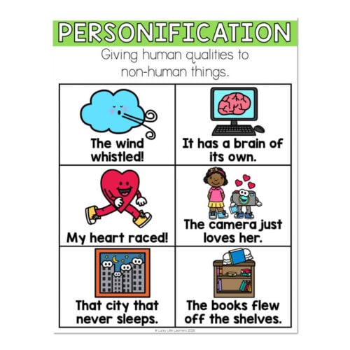 Figurative Language and Vocabulary - Personification Anchor Chart ...